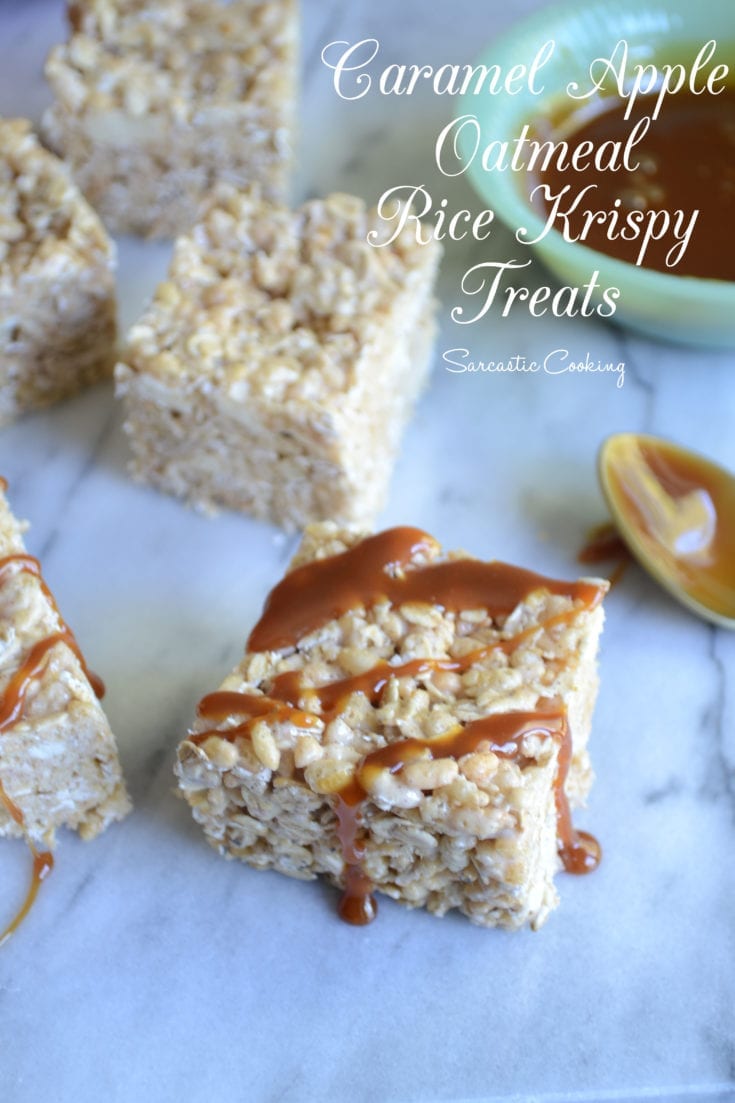 Caramel Apple Oatmeal Rice Krispy Treats - Sarcastic Cooking