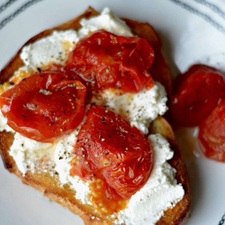 Simple Burst Tomato and Ricotta Toast - Sarcastic Cooking