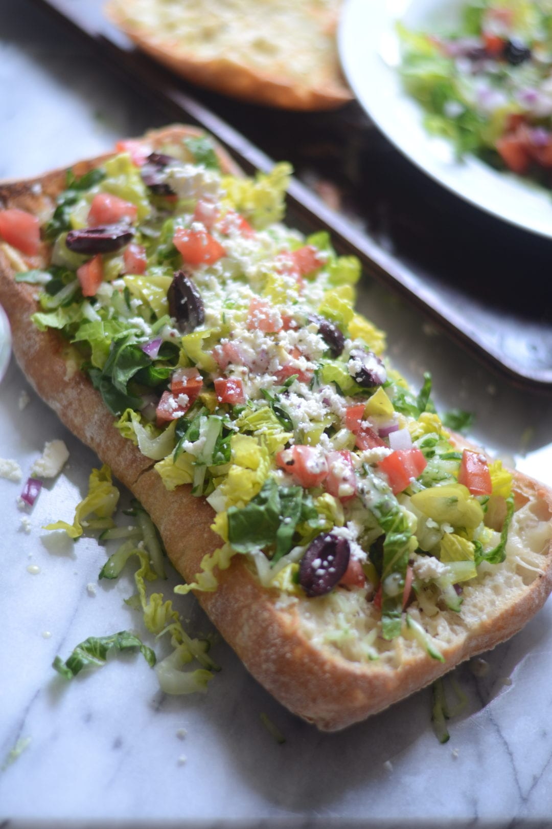 Greek Salad Cheesy Garlic Bread With Lemon Greek Yogurt Dressing Sarcastic Cooking