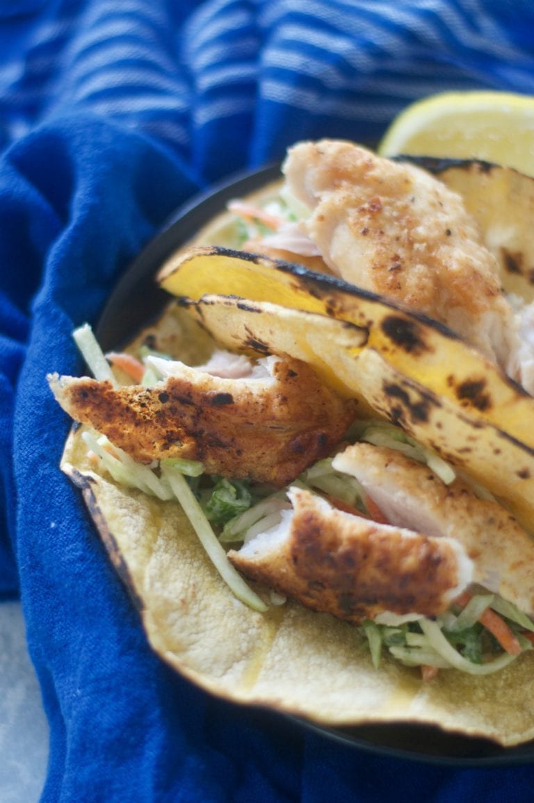 Crispy Snapper Tacos with Lemon Broccoli Slaw - Sarcastic Cooking