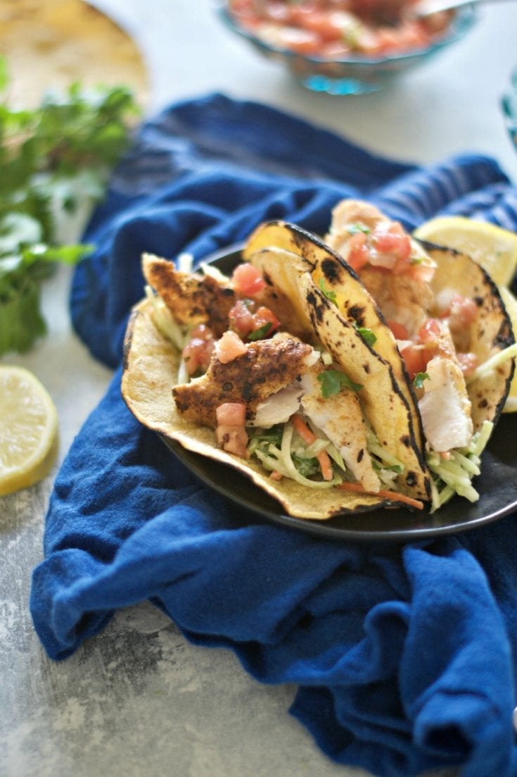 Crispy Snapper Tacos with Lemon Broccoli Slaw - Sarcastic Cooking