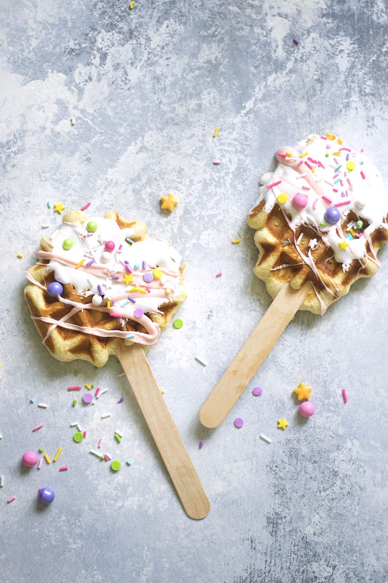 Unicorn and Oreo S’mores Waffle Pops - Sarcastic Cooking