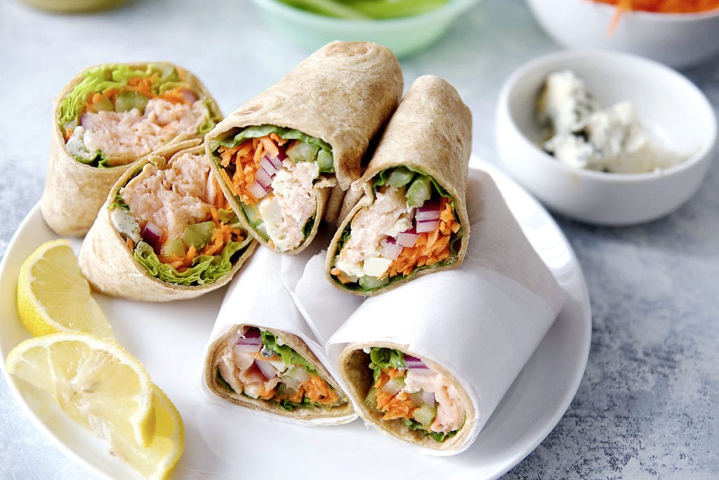 Buffalo Salmon Wraps - Sarcastic Cooking