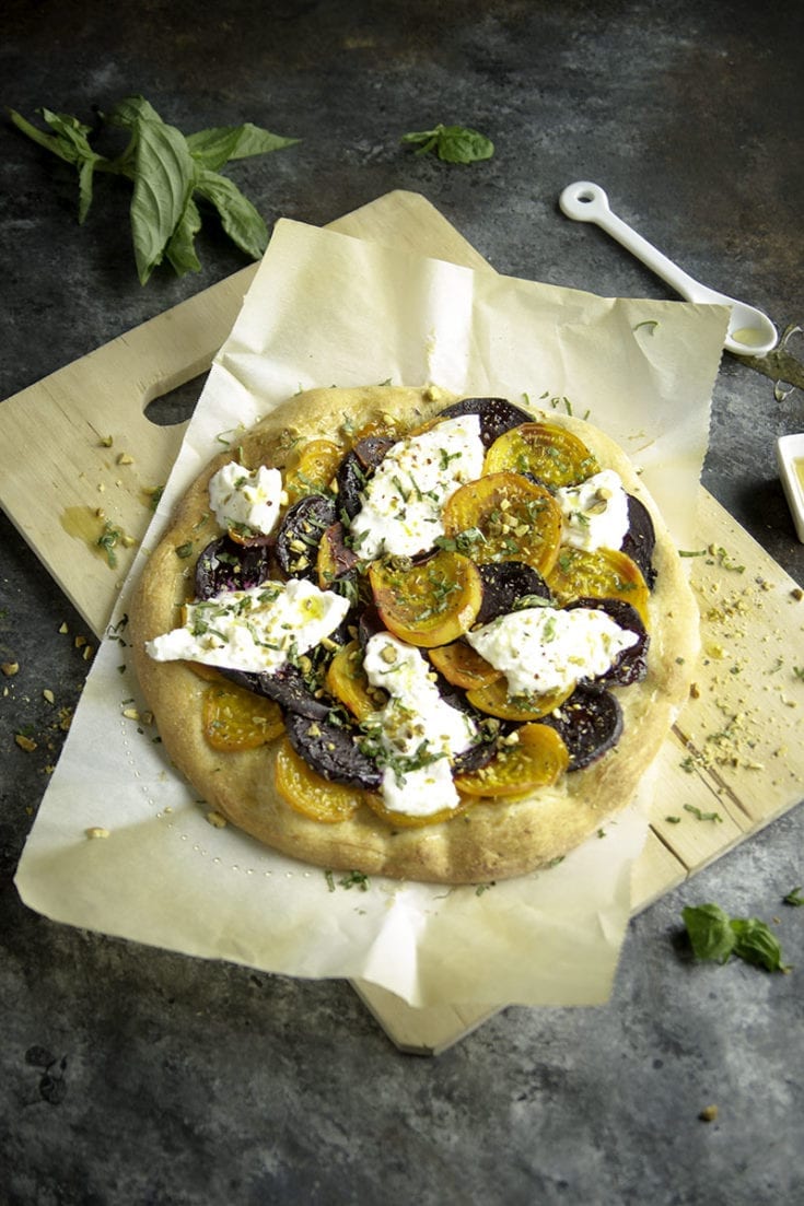 Beet and Burrata Pizza with Honey and Pistachios - Sarcastic Cooking