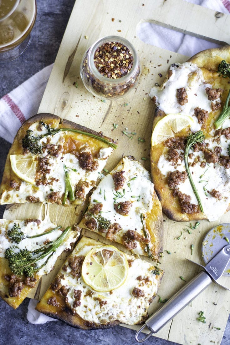 Broccolini and Chorizo Flatbread Pizza - Sarcastic Cooking