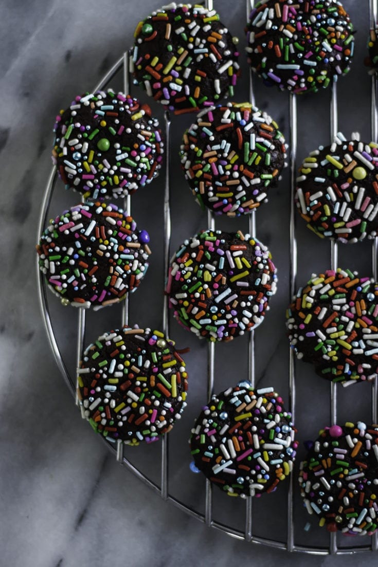 Chocolate Crinkle Sprinkle Cookies - Sarcastic Cooking