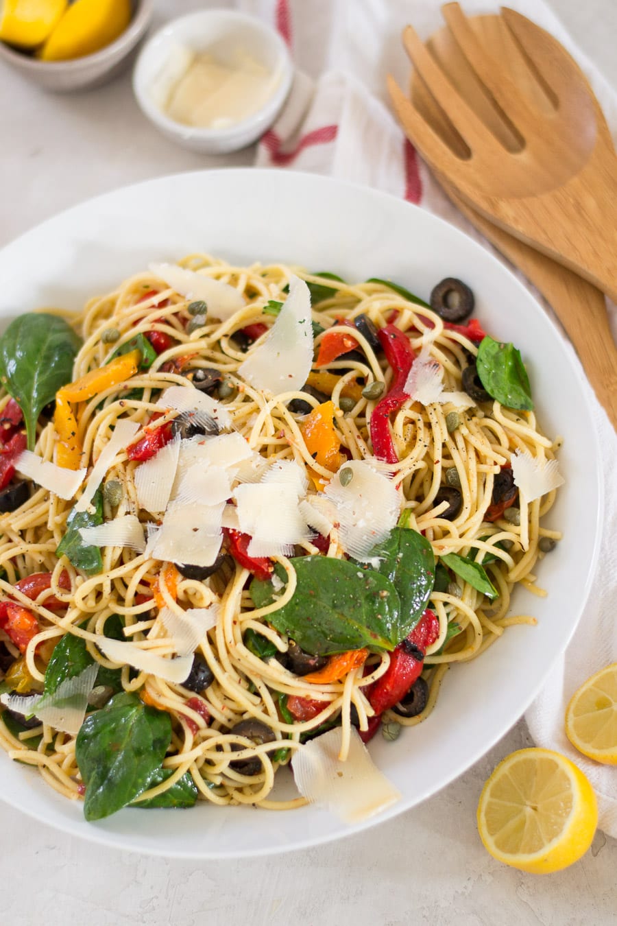 Quick and Easy Roasted Red Pepper Pasta with Capers and Olives ...