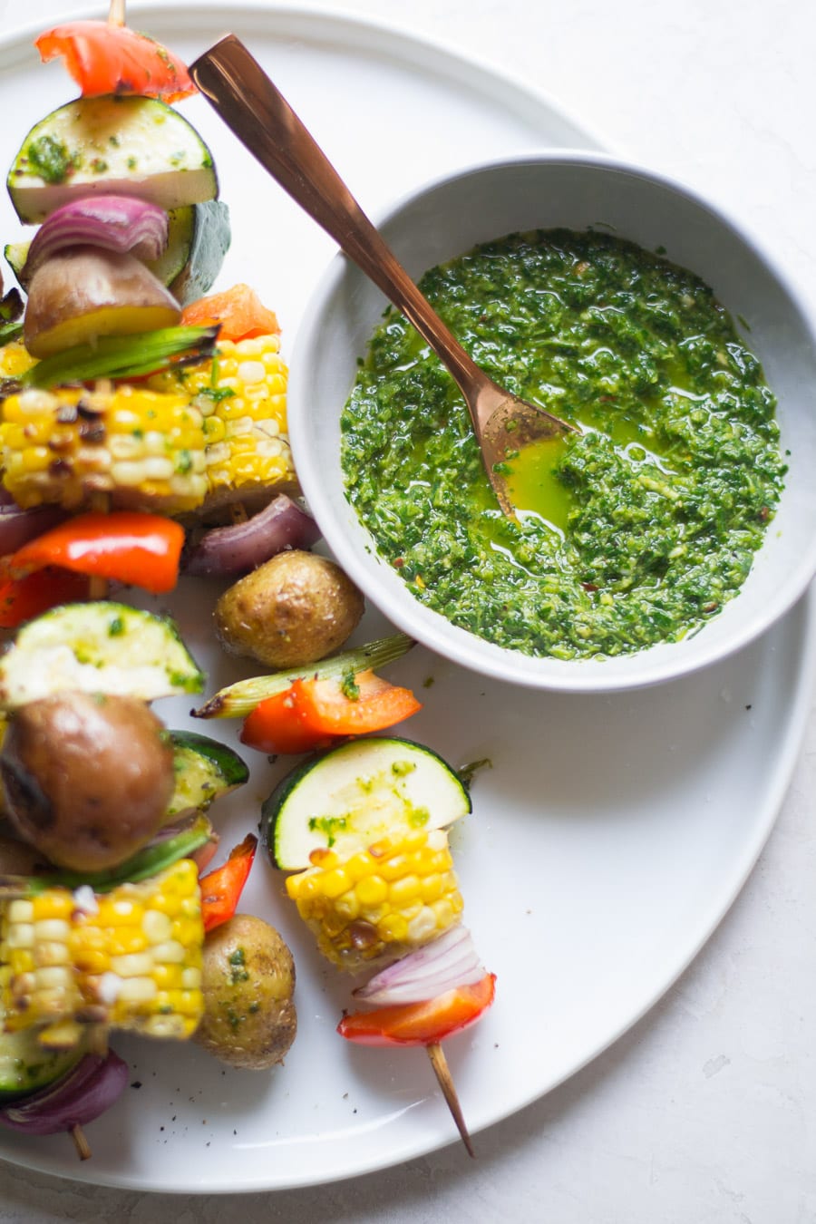 Grilled Vegetable Skewers with Zhoug - Sarcastic Cooking