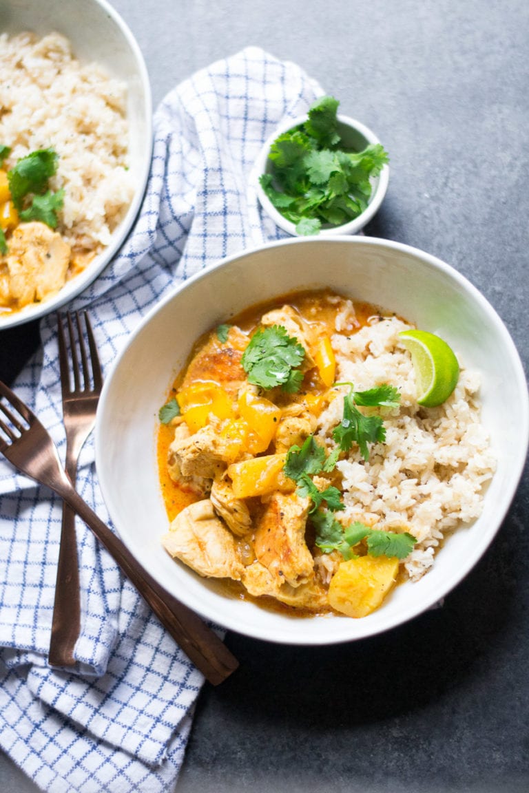Instant Pot Pineapple Chicken Curry with Brown Rice - Sarcastic Cooking