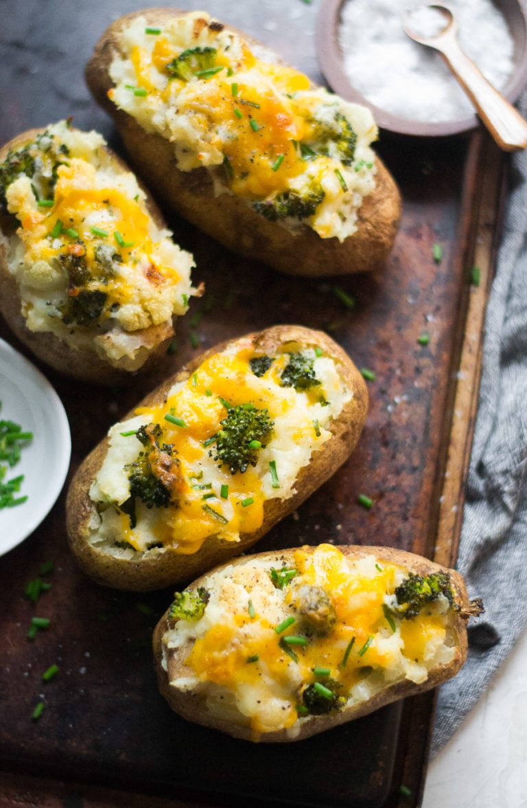 Cheesy Twice Baked Veggie Loaded Potatoes - Sarcastic Cooking