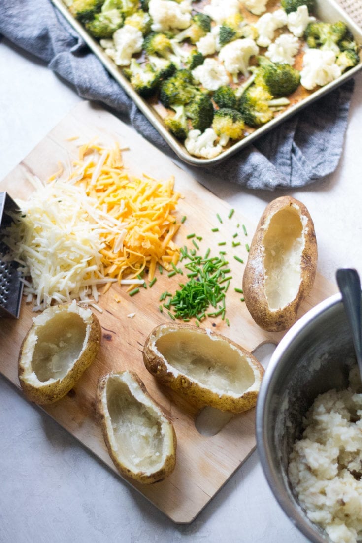 Cheesy Twice Baked Veggie Loaded Potatoes - Sarcastic Cooking