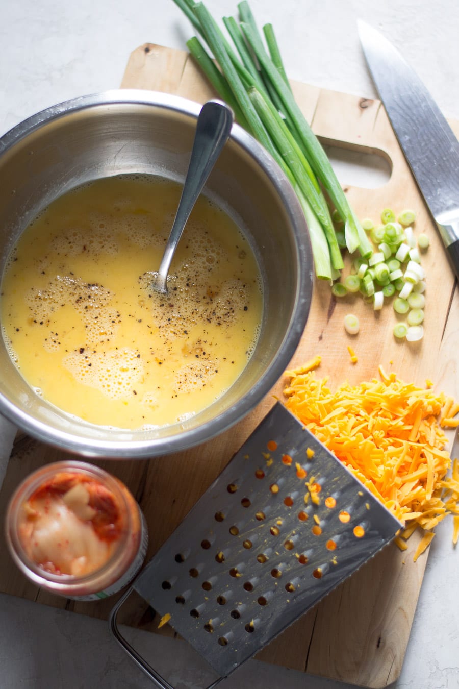 Kimchi and Cheddar Frittata - Sarcastic Cooking