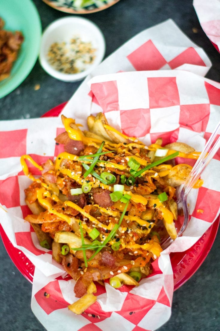 Bacon Kimchi Fries - Sarcastic Cooking
