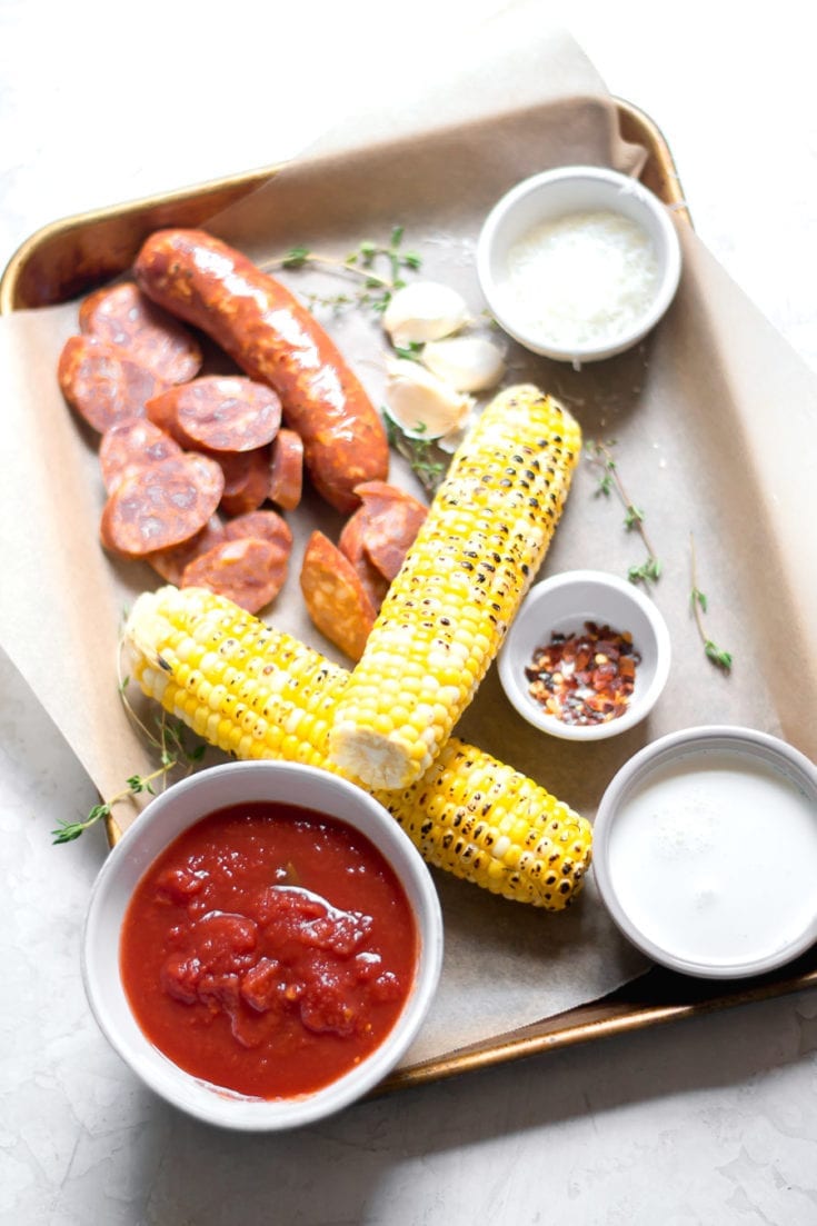Creamy Corn and Sausage Spaghetti - Sarcastic Cooking