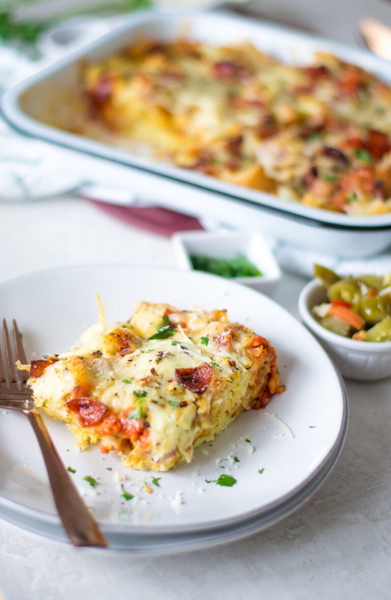 Pepperoni Pizza Strata - Sarcastic Cooking
