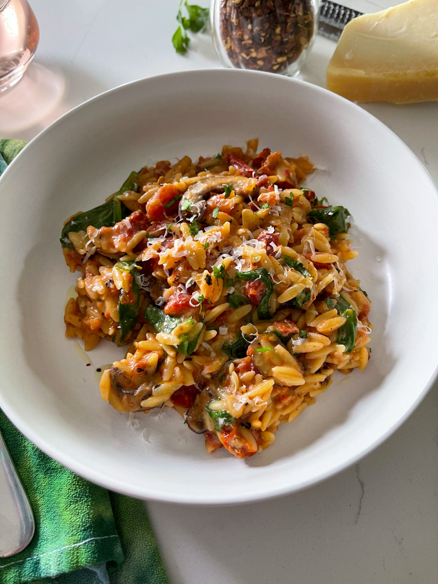 Creamy Tomato and Mushroom Orzo - Sarcastic Cooking